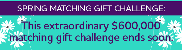 Spring Matching Gift Challenge: This extraordinary $600,000 matching ...